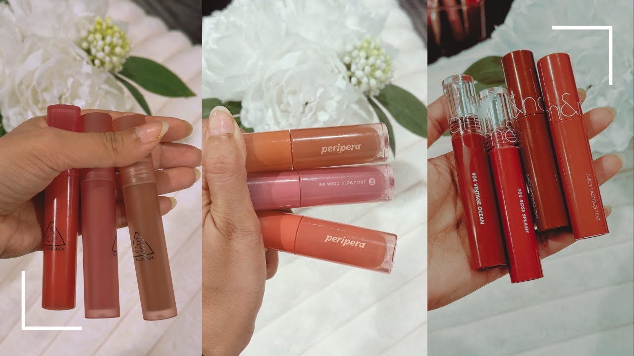 Korean Lip Tint Review, Comparison, Swatches | PeriPera/Romand/Etude ...
