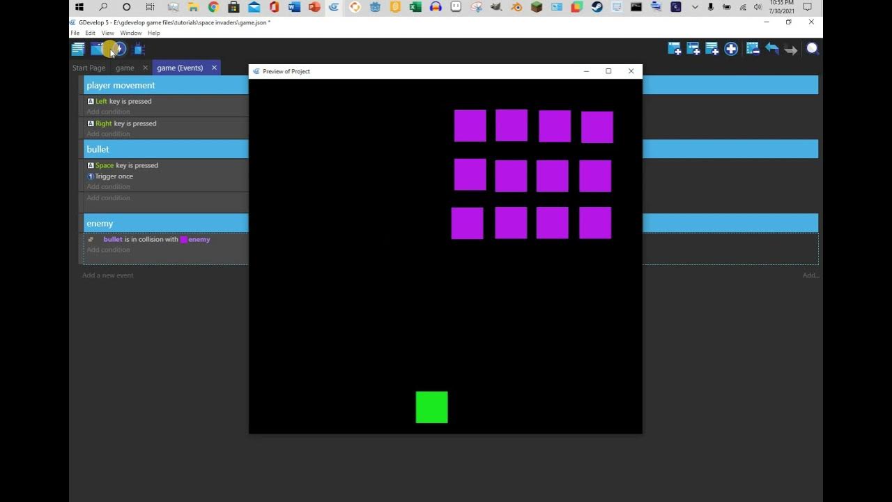 Gdevelop tutorial space invaders - YouTube