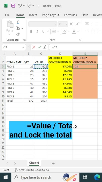 How to Calculate Contribution In Excel | Excel Trick | Excel Magic | Short | Time Saving - YouTube