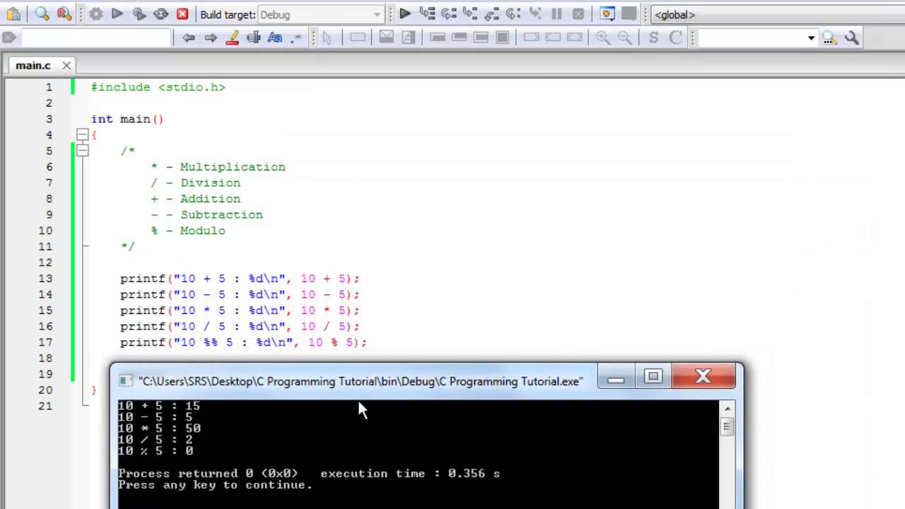 C Tutorials 8 Arithmetic Operators And Precedence Part 1 Of 2