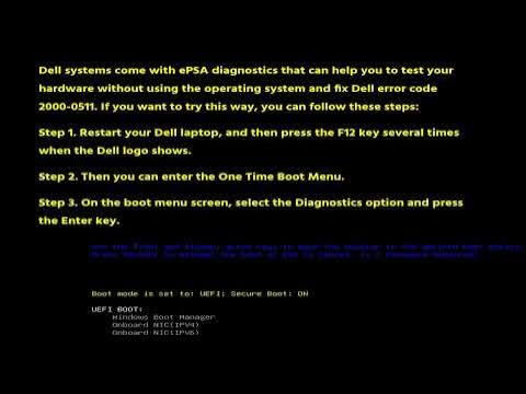 How to fix Dell Error Code 2000 0511 - YouTube