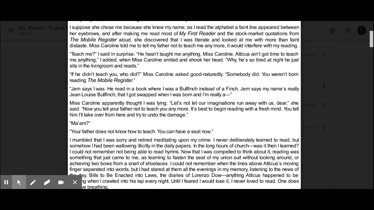 Read-Along To Kill a Mockingbird Chapter 2 - YouTube