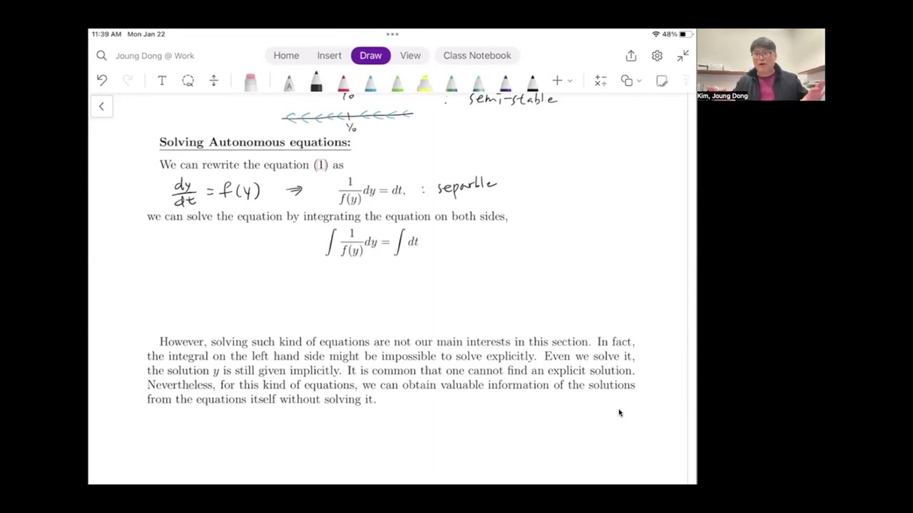 Math308 Differential Equations - Solving Autonomous Eq - YouTube