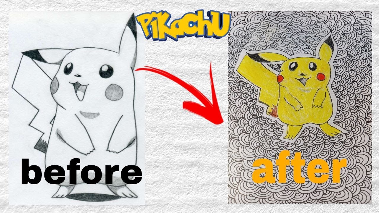 How to Draw a simple Pikachu| Drawing Tutorial | pokemon | curved line ...