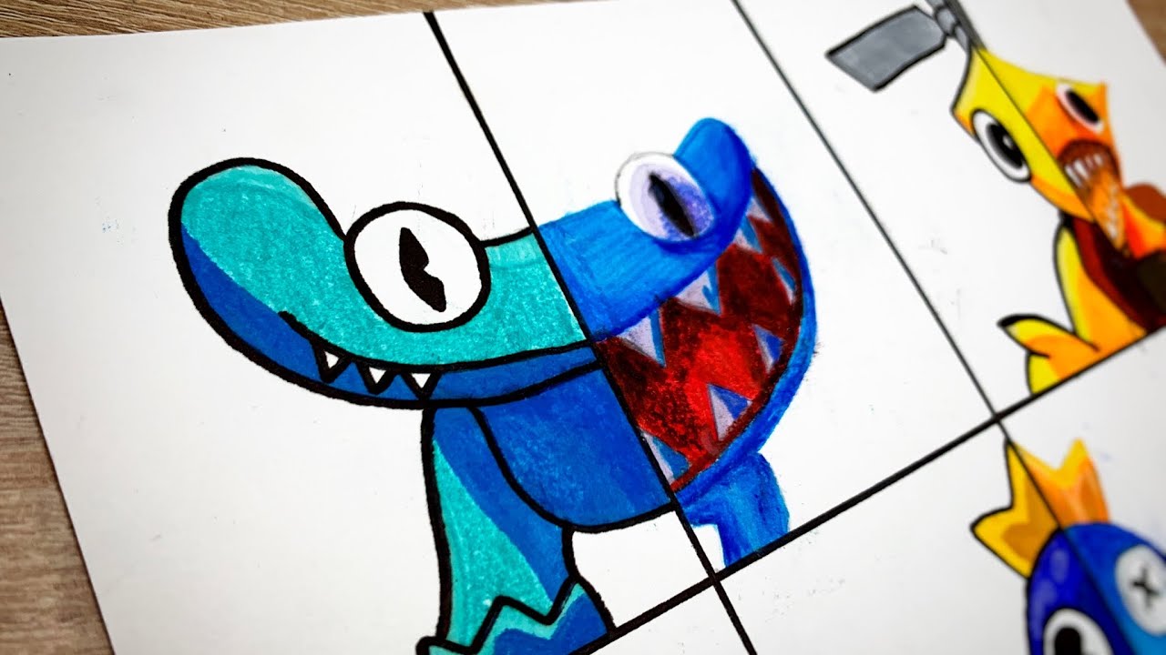 Drawing Roblox Monsters Cartoon Vs Realistic | Rainbow Friends 2 - YouTube