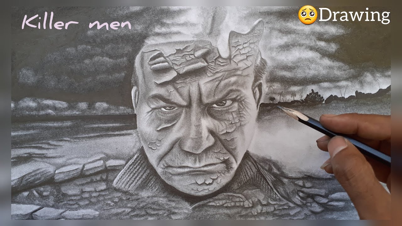 #Drawing #killer_Drawing Drawing of old angree men how to draw movie ...
