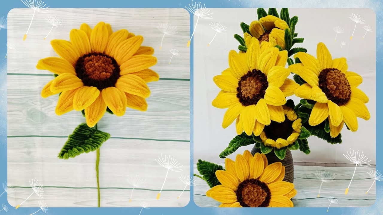 Sunflower DIY- How to make a pot Sunflower with pipe cleaners- KESA DIY ...