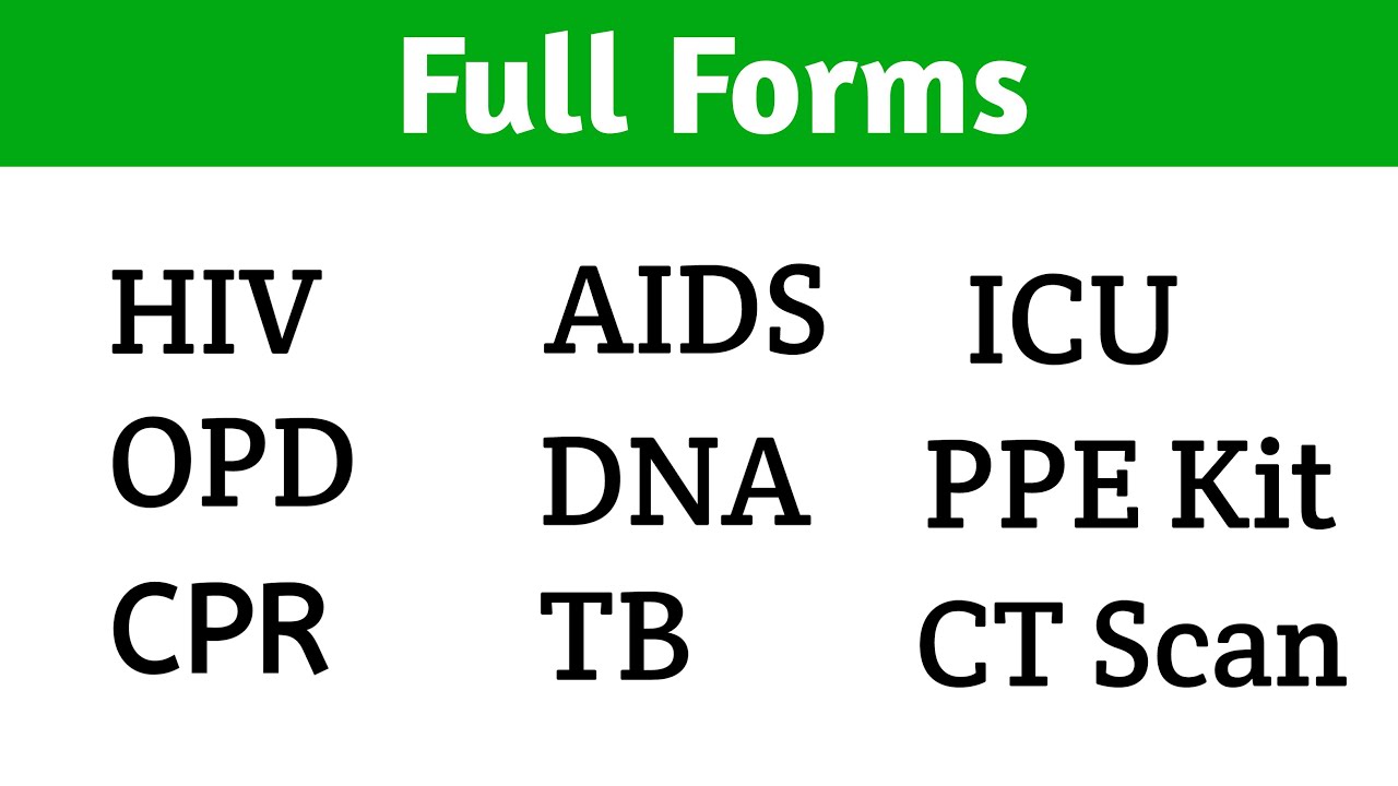 Full form of HIV, AIDS, TB, MBBS, DNA, ICU | #DNA #Aids #Hiv - YouTube