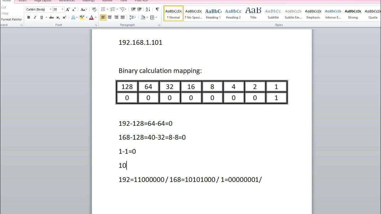 Assignment 2 Converting IP address to Binary NetMan1 00068163 - YouTube