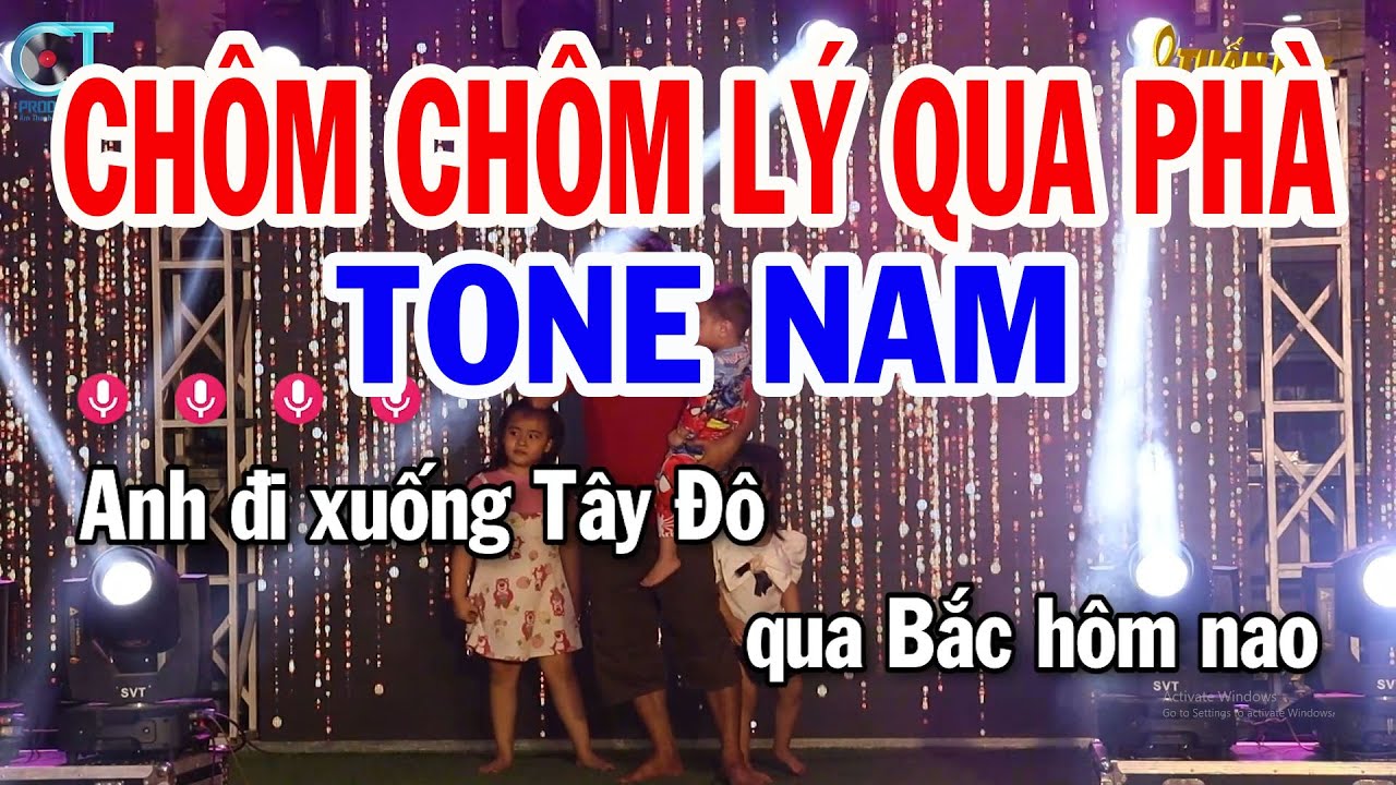 Karaoke Chôm Chôm Lý Qua Phà Tone Nam ( Dm ) Nhạc Sống Mới || Karaoke ...