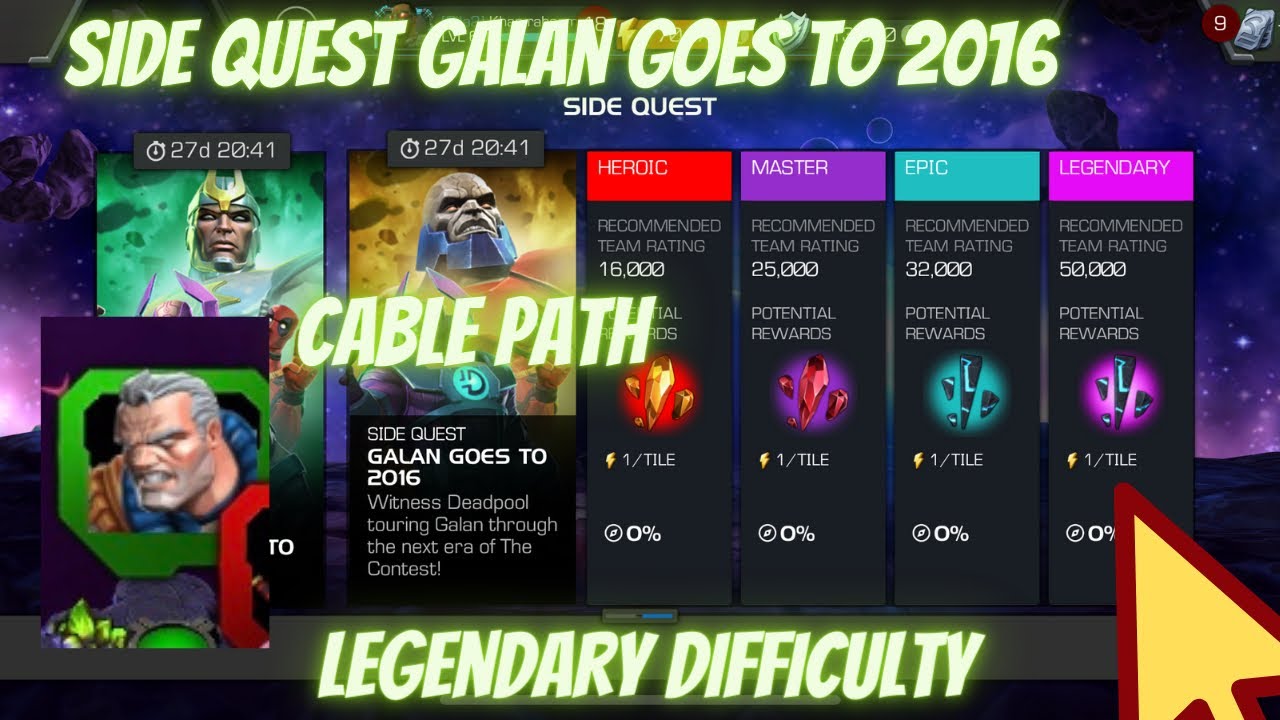 MCOC Side Quest Galan Goes to 2016 | Legendary Difficulty | Cable ...