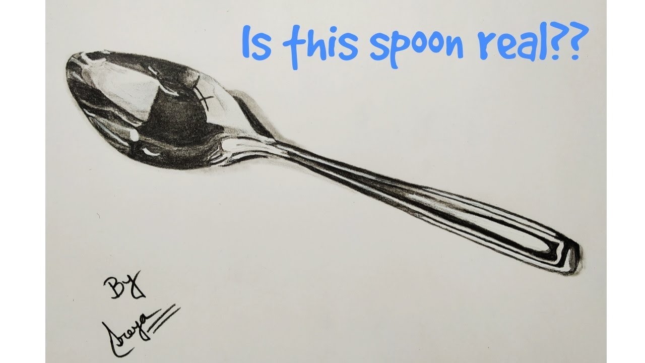 Realistic spoon drawing | 3d art | - YouTube