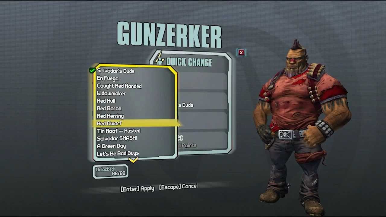 Borderlands 2 - All Gunzerker Heads and Skins - YouTube