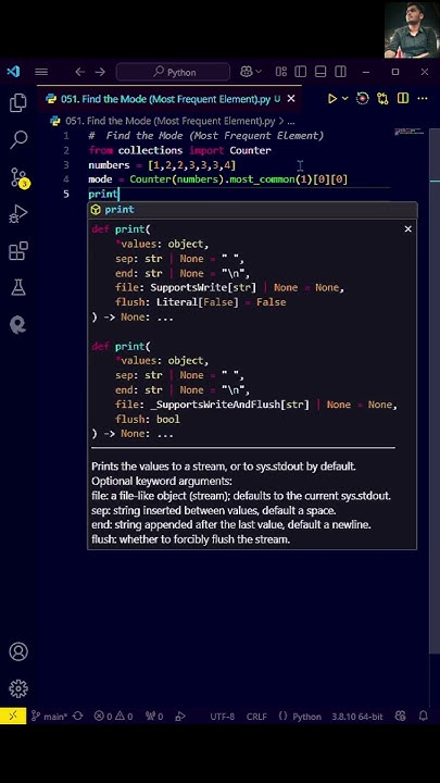 Find the Mode Most frequent element #shorts#viral#python#coding# ...