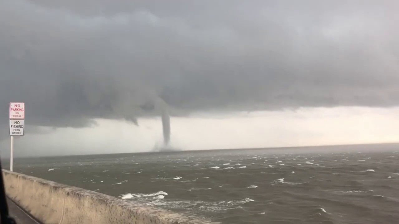 Waterspout Spotted from George Island Bridge Florida - YouTube
