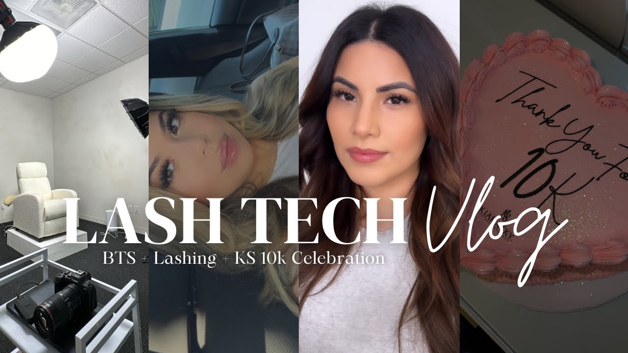 DAY IN THE LIFE OF A LASH TECH VLOG | KIARA SKY LASHES BTS | OVERNIGHT BLOWOUT | LASHING - YouTube