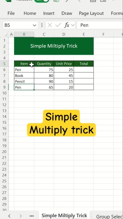 Simple Multiply Trick‼️ #excel #exceltutorial #exceltricks #shorts - YouTube
