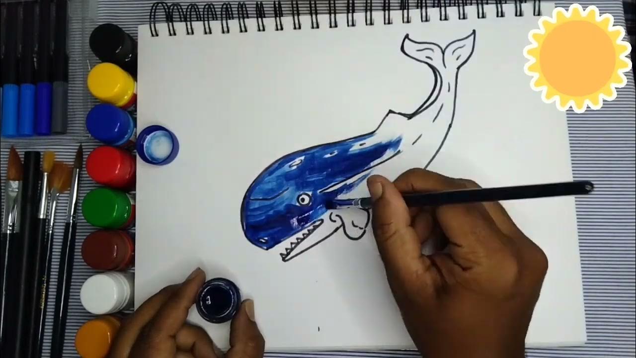 Learn to Draw a Cartoon Blue Whale For kids | kids drawing learning ...