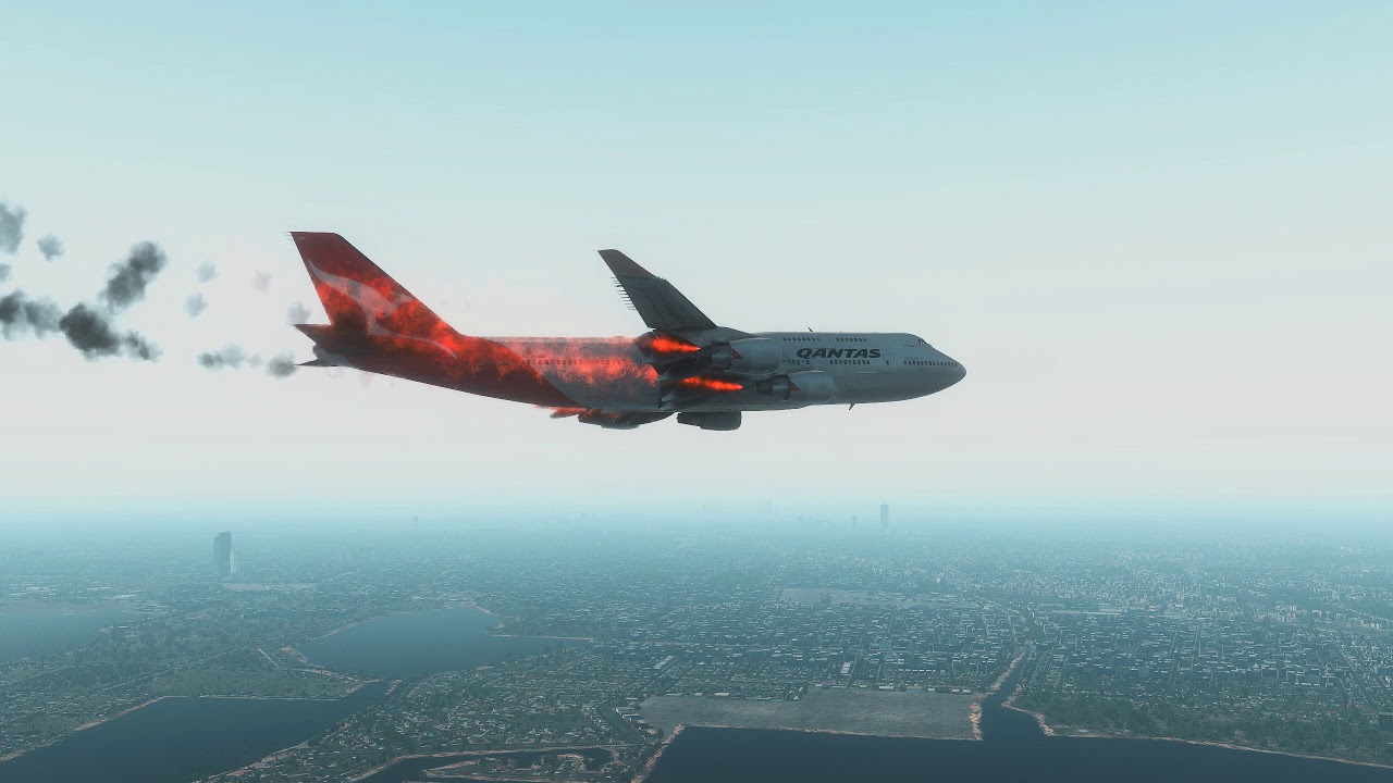 QANTAS 747-400ER [Engine Fire] Crashed at Jakarta City - YouTube