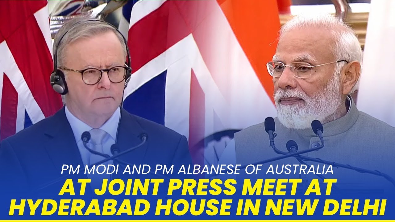 PM Modi and PM Albanese of Australia at joint press meet at Hyderabad ...