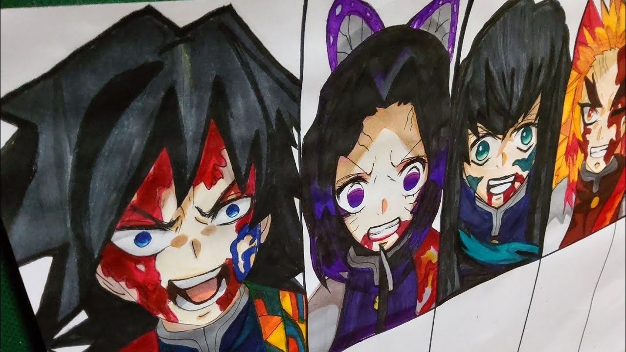 Drawing 9 Hashiras in their final battle Part 1 | Kimetsu no Yaiba ...