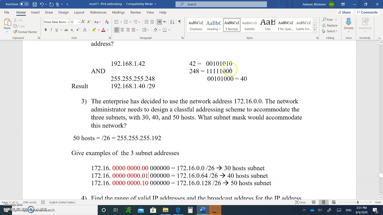 Ccna 7 Itn Introduction To Networks Module 11 Ipv4 Addressing Ccna Questions Part 6 Youtube 4679
