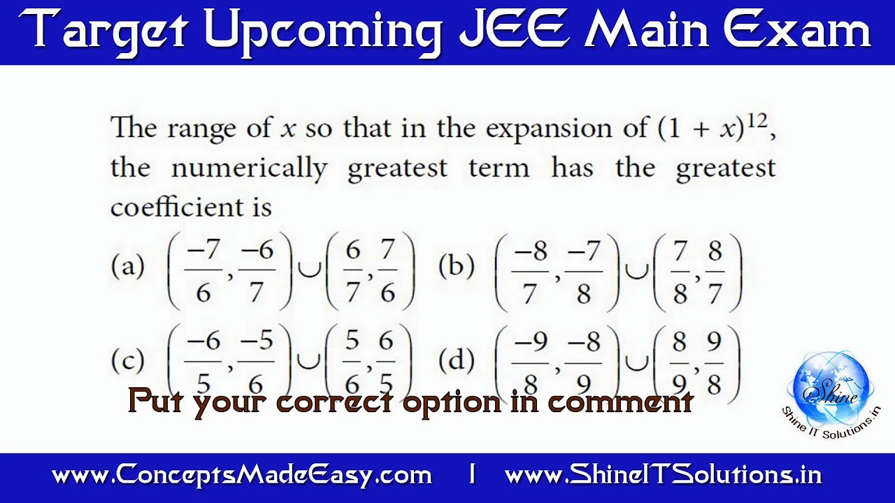 Important Question of Mathematics for Upcoming JEE Main Examination ...