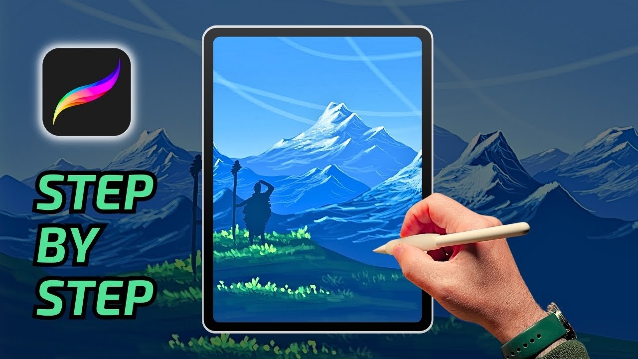 PROCREATE MOUNTAINS Easy Step by Step Drawing Tutorial - YouTube