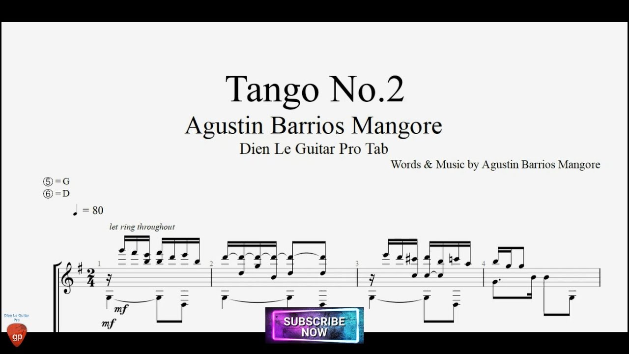 Tango No.2 by Agustin Barrios Mangore with Guitar Tutorial TABs - YouTube
