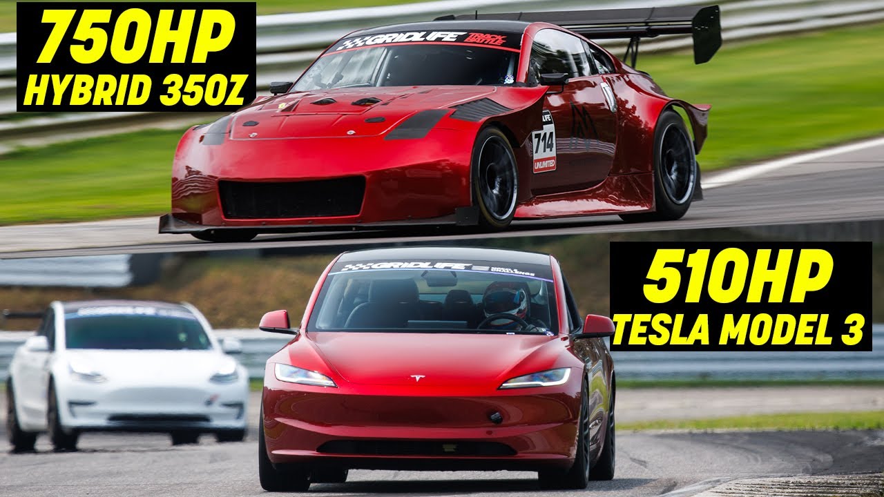2024 Tesla Model 3 Challenge Track Experience VS 750HP Hybrid Nissan ...