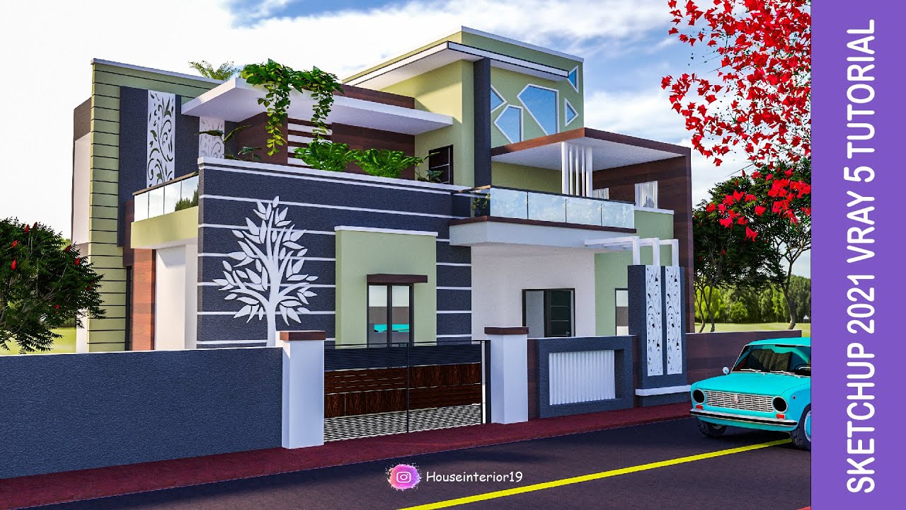 SKETCHUP IT | House Exterior Design| V-Ray 6 Sketchup 2022 | Sketchup ...