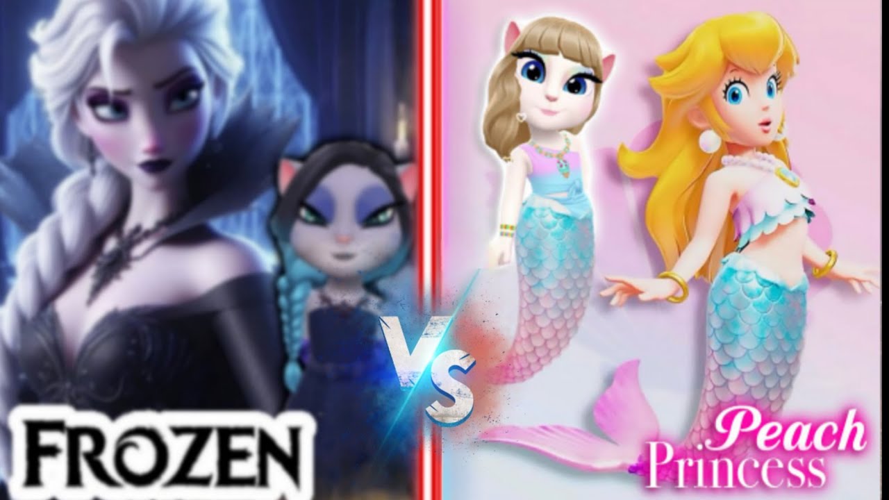 Frozen Black Elsa vs Princess Peach in My Talking Angela 2 - YouTube