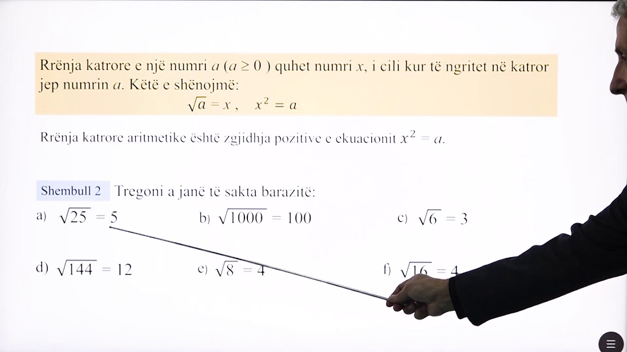 8 02 021 - Java e gjashtë - Matematikë - Përkufizimi i rrënjës katrore - YouTube