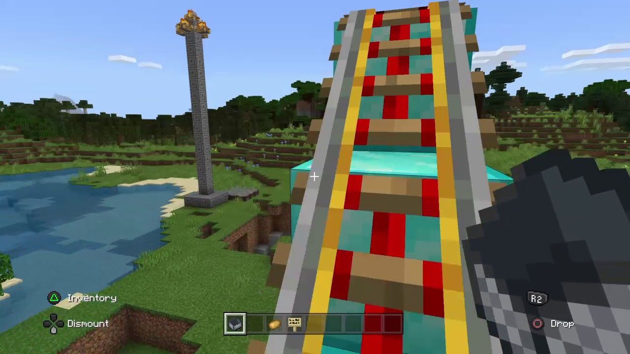 Roller coaster ride Minecraft Gameplay PS4 - YouTube