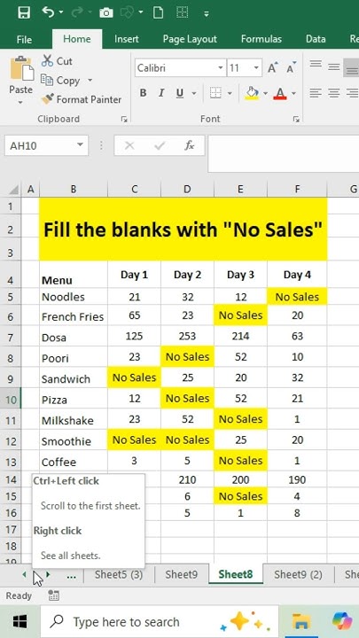 How to See All Sheets in Excel Using Right Click - YouTube