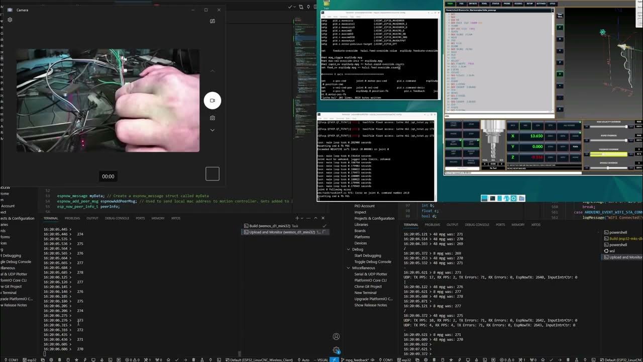 Linuxcnc Espnow Wireless Control Mpg Via 2 Esp32s Youtube