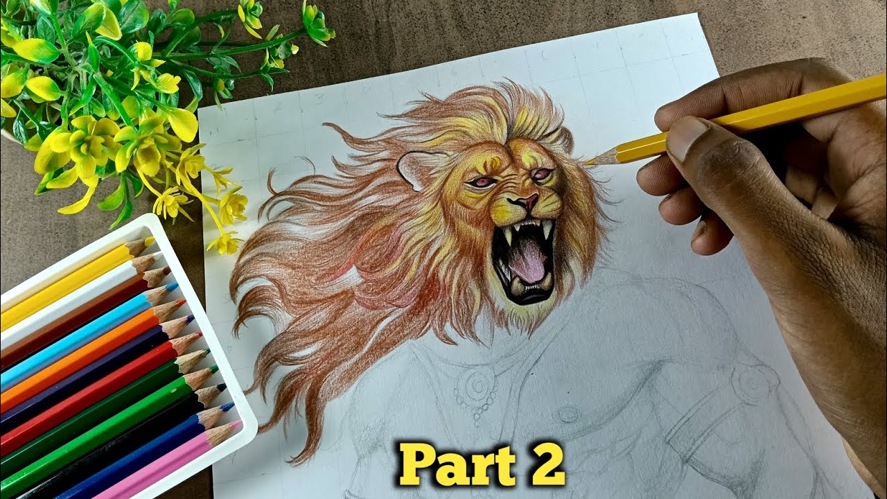 Lord Narasimha drawing, How to draw Narasimha, Narasimha drawing easy 😍 ...