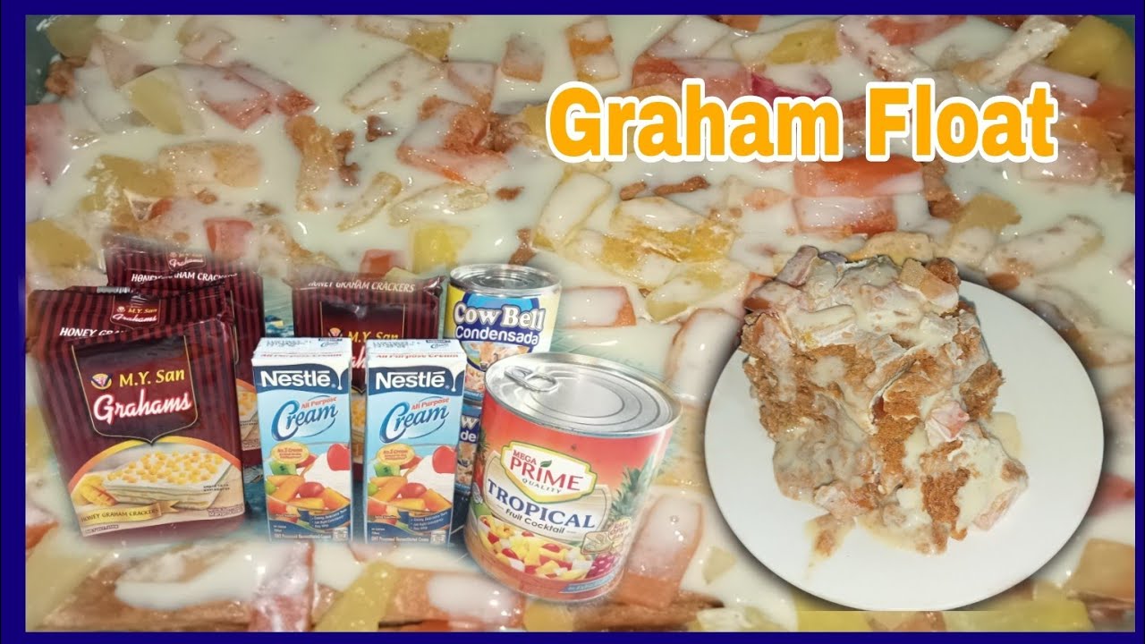 ASMR FRUIT COCKTAIL GRAHAM FLOAT Easy Recipe || HOMEMADE DESSERT CAKE ...