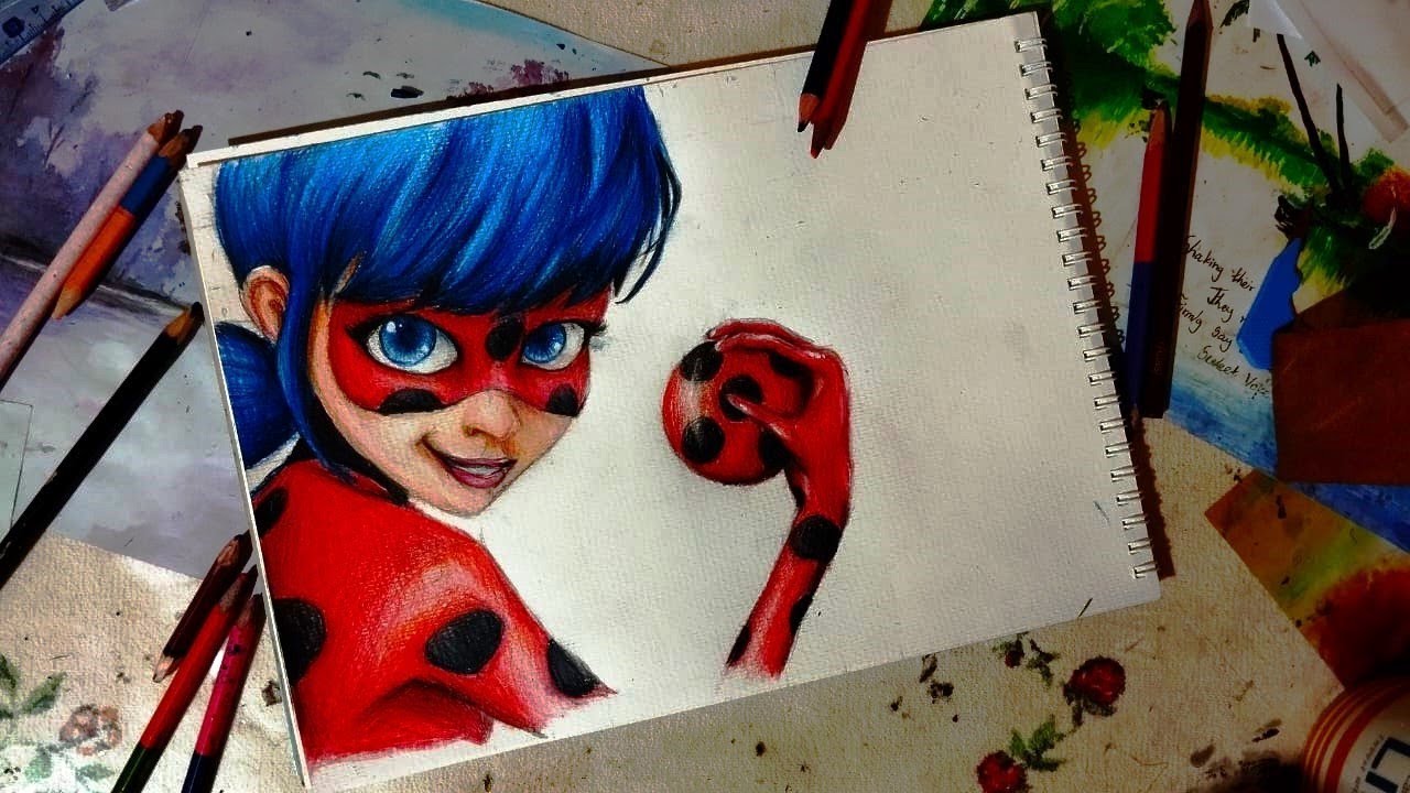 Colored pencils drawing | cartoon character | Miraculous Ladybug - YouTube