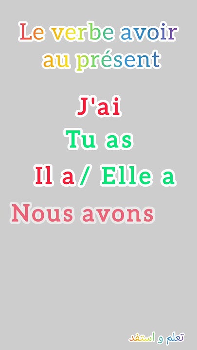 Le verbe avoir au présent de l'indicatif Auxiliaire avoir # ...