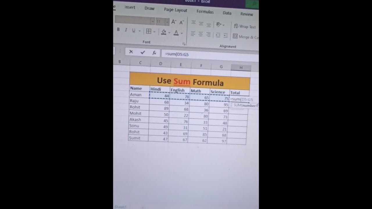 Use Sum Formula#excelshorts - YouTube
