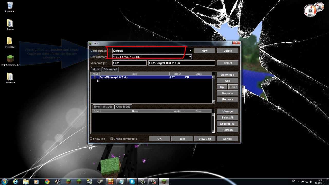 MINECRAFT 1.6.2 MODS Installieren Forge[FML] & Zans Minimap[ZMM ...