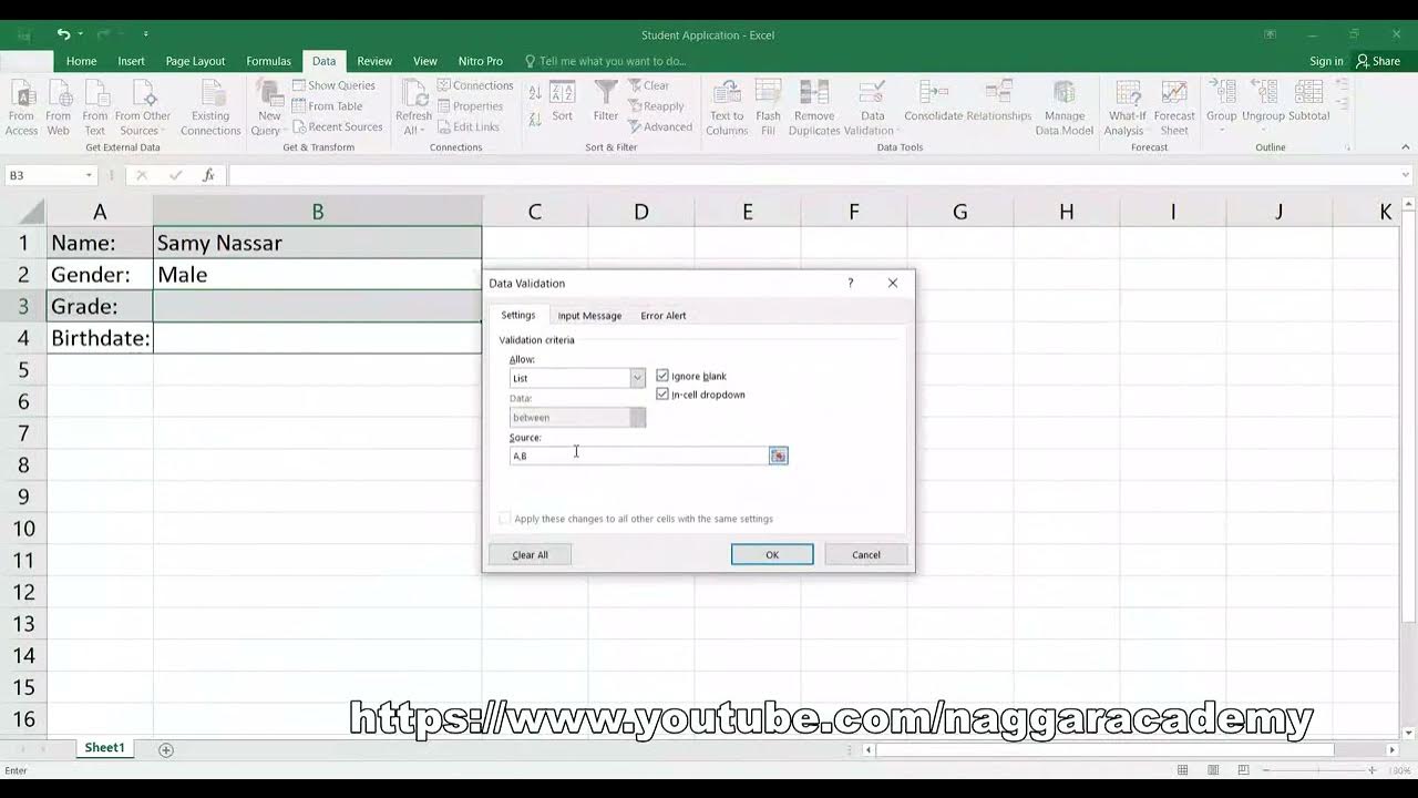 ازاى أعمل dropdown list & data validation - YouTube