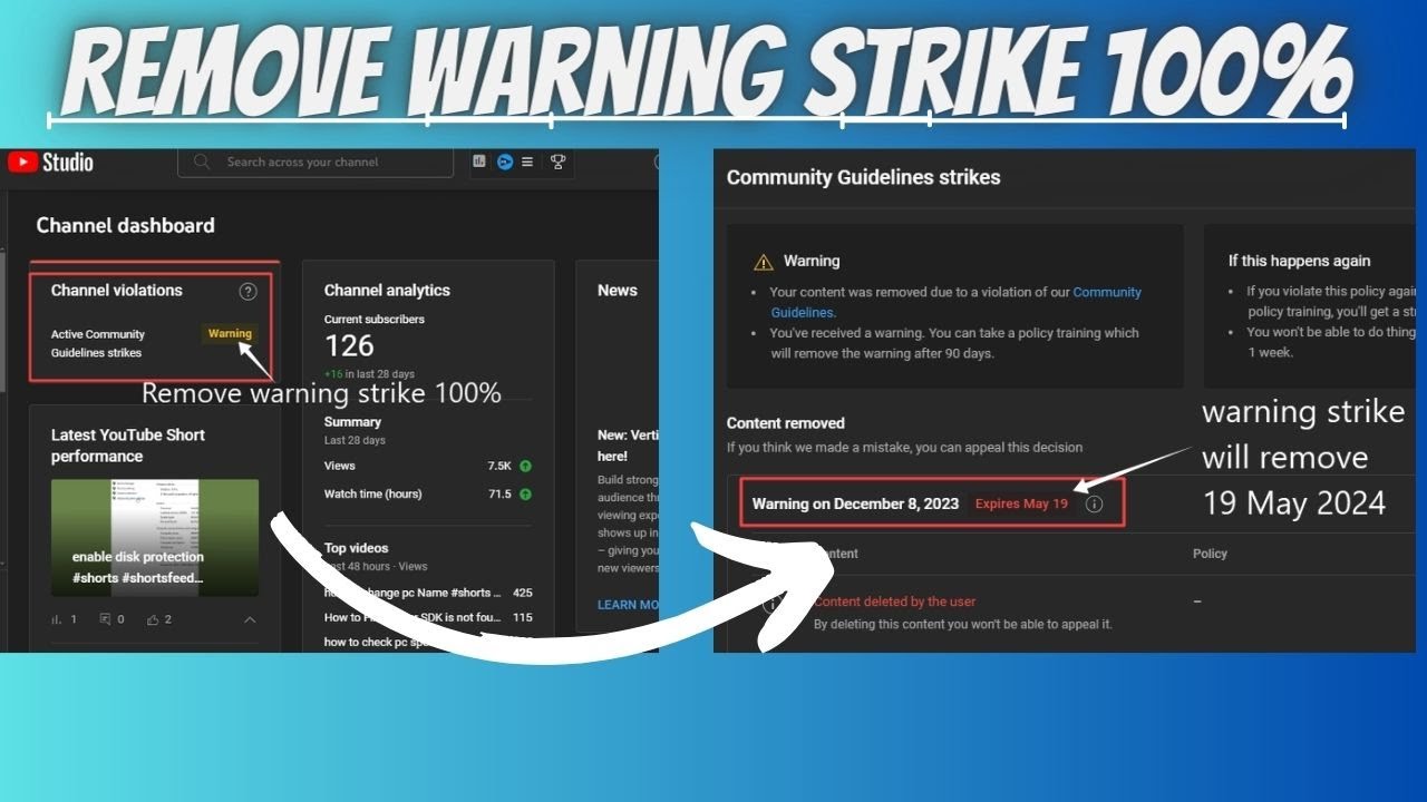 Warning strike | How to remove warning strike 100% | step by step - YouTube