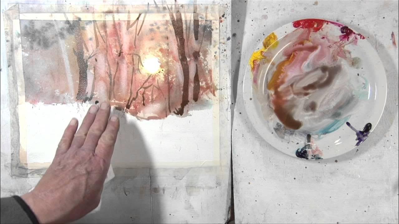 Experimental Landscape In Watercolour Pt 1 - YouTube