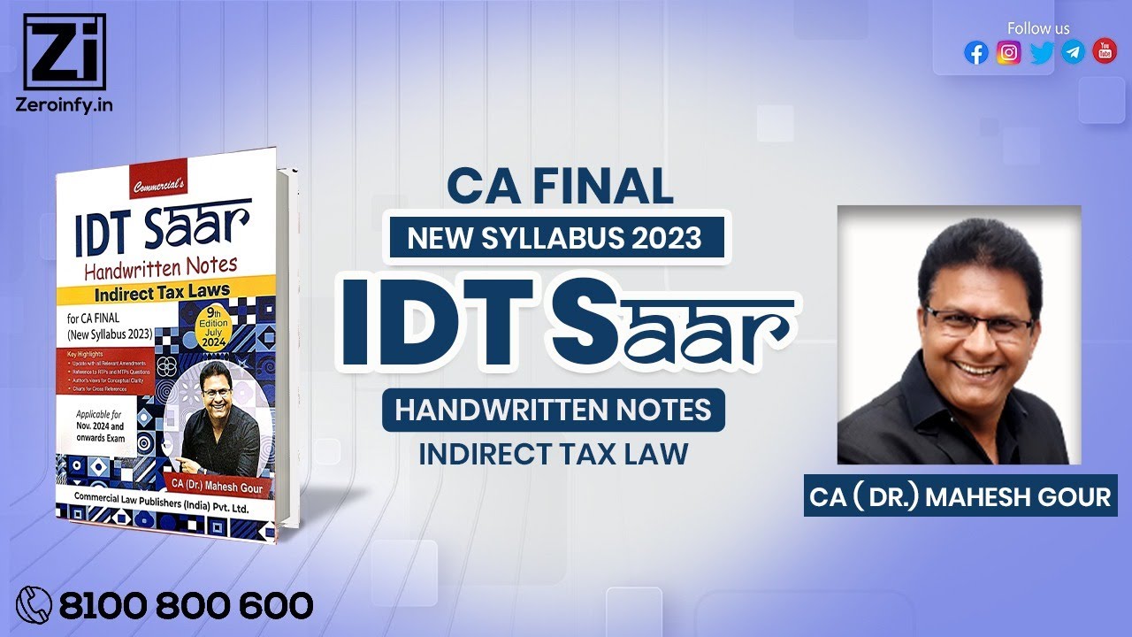 CA Final IDT SAAR Class Notes By CA Mahesh Gour - YouTube