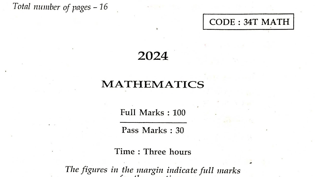 HS Final 2024 MATHEMATICS Question Paper (AHSEC) | @assamvidyapeeth ...