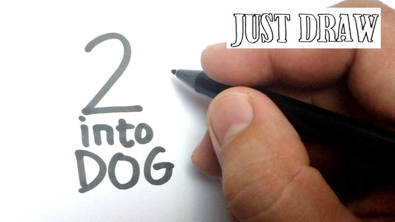 VERY EASY , How to turn number 2 into dog cartoon / how to draw dog ...