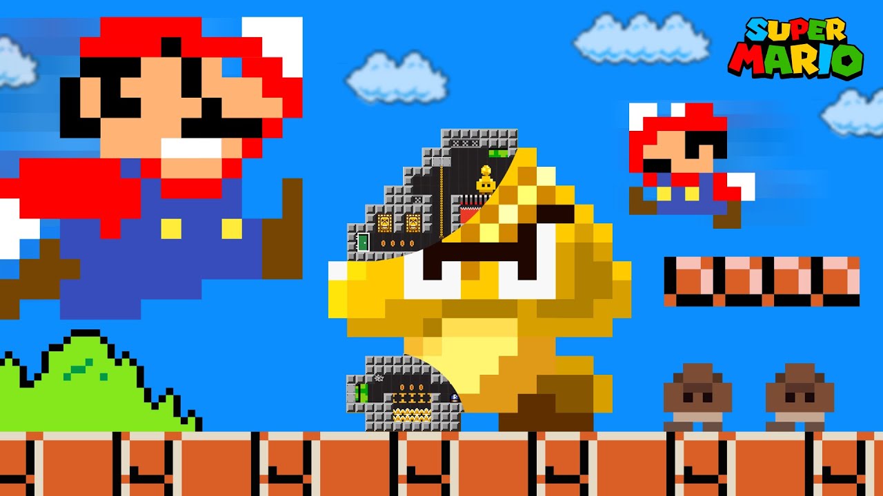 Spooky: Mario and Tiny Mario jumps vs The Giant Goomba Maze - YouTube