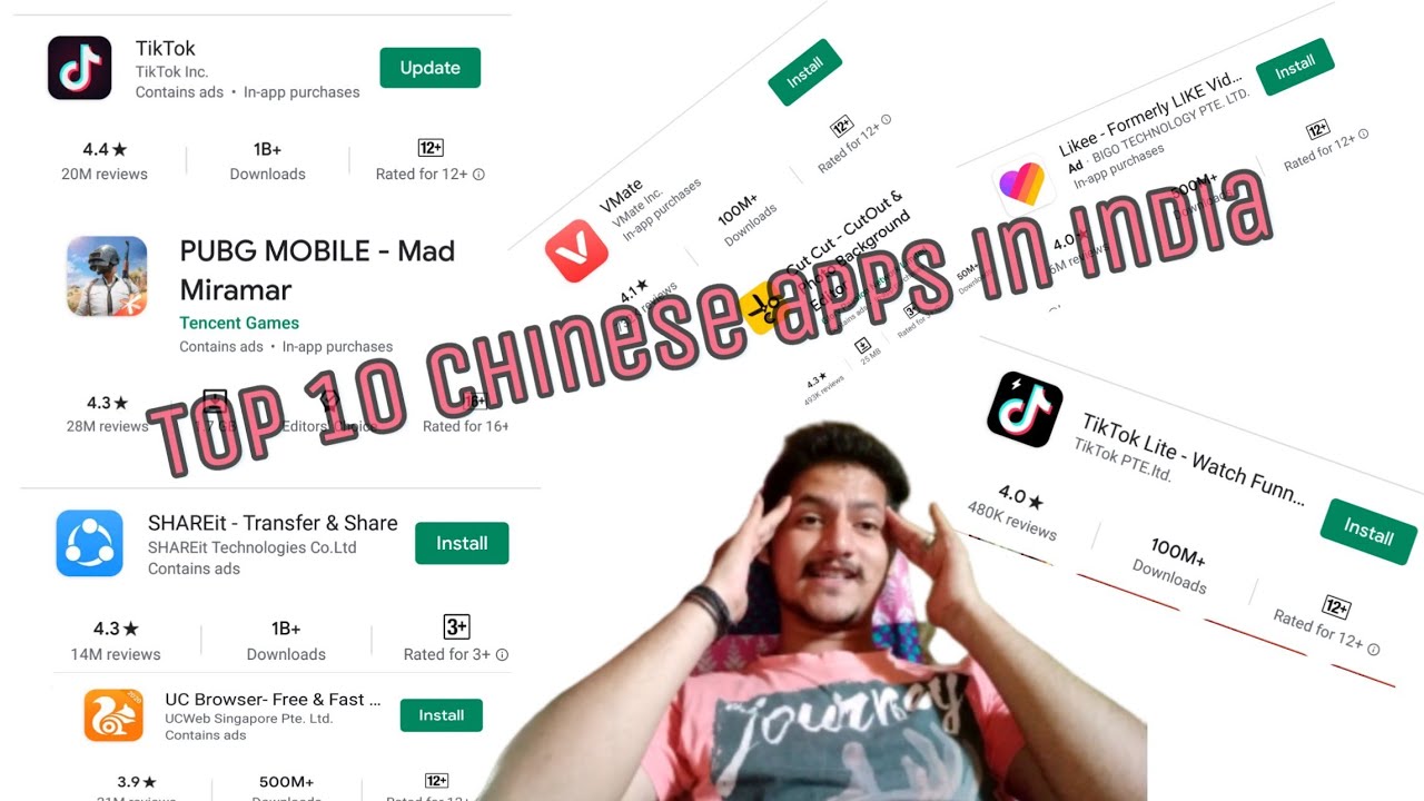 😱😱TOP 10 MOST POPULAR CHINESE APPS IN INDIA 2020 😨😱😱 AND APPS RATING ...